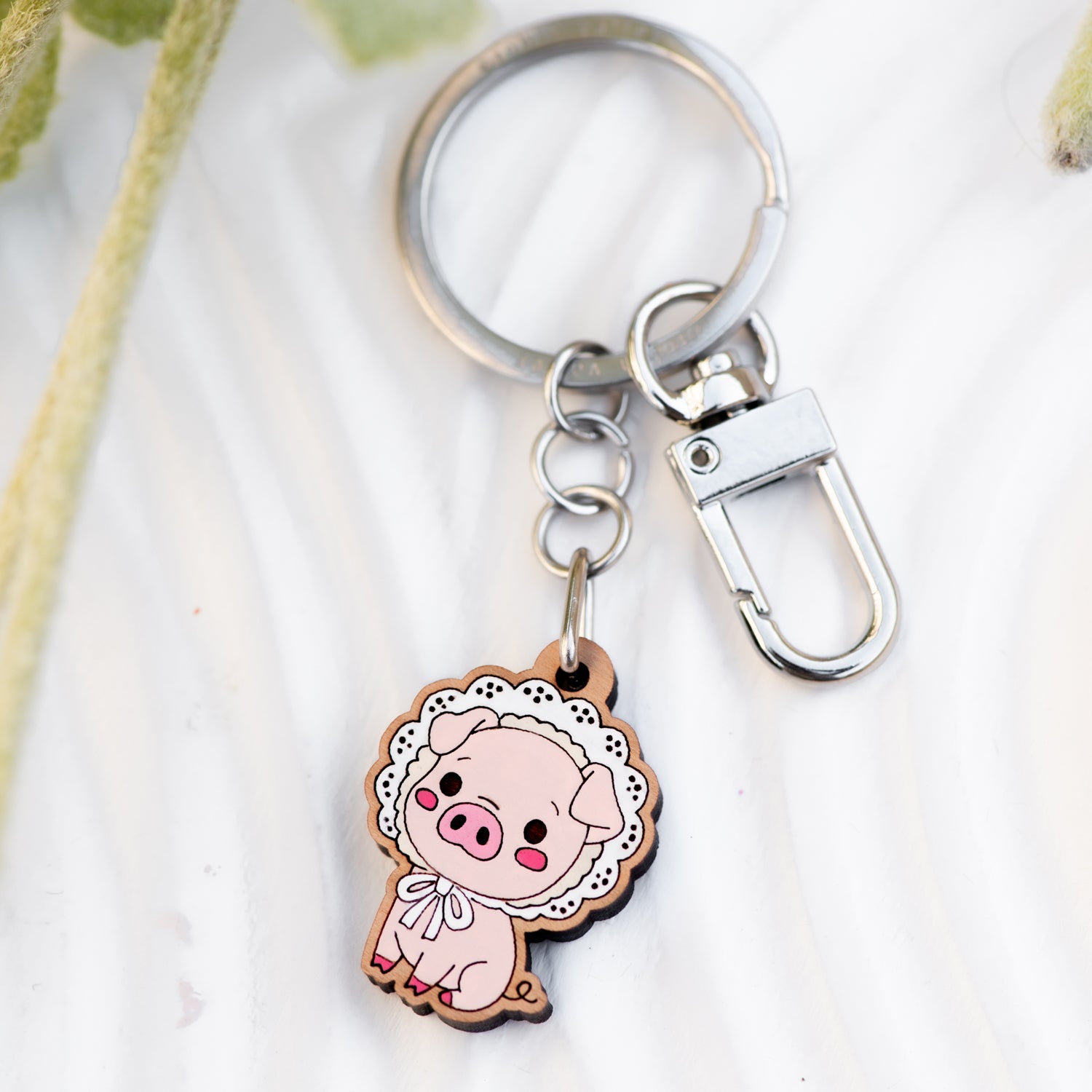 Hand-painted Wooden The Pig Baby Keyring – Robin Valley Official Store