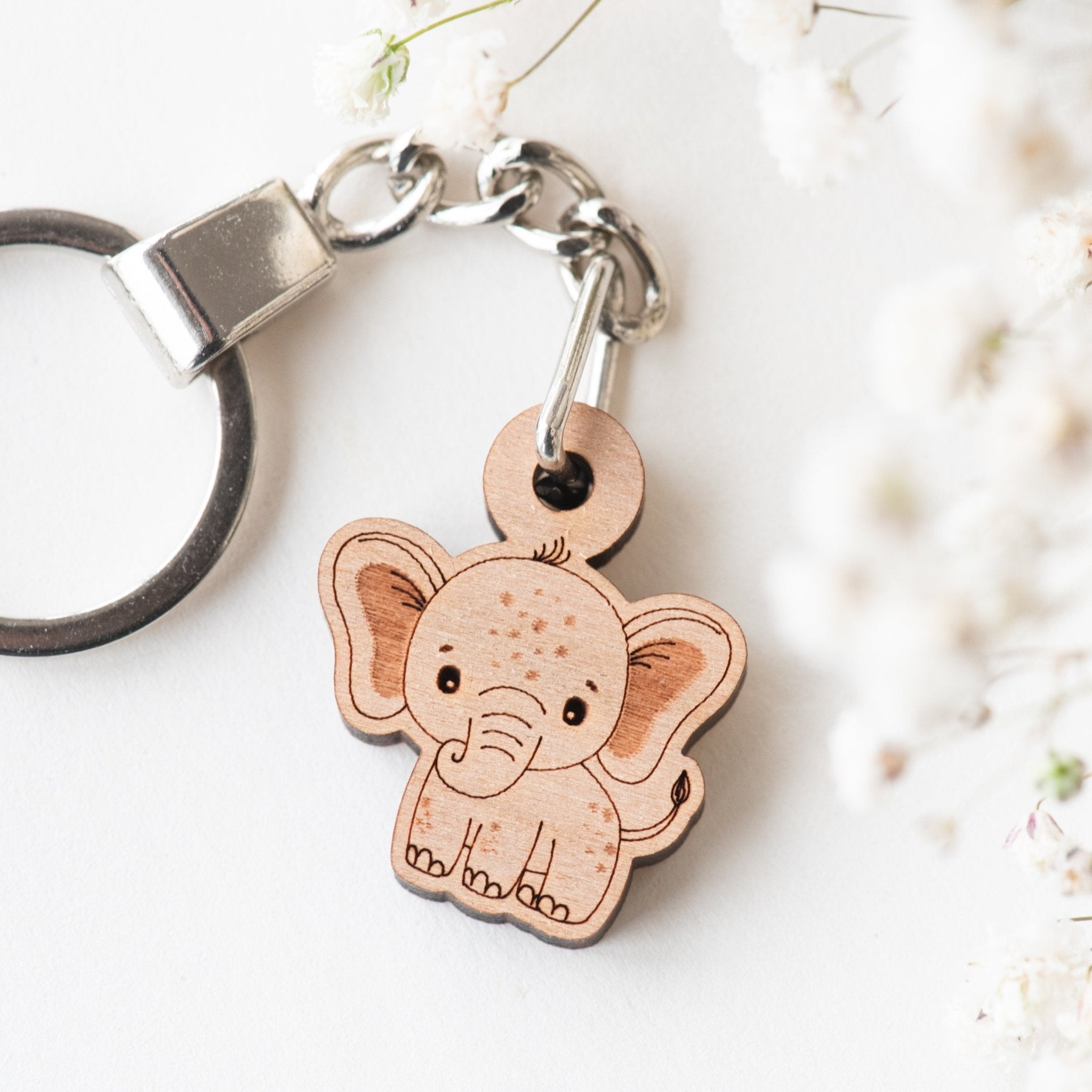 Baby Elephant Cherry Wood Keyring | Robin Valley Official Store