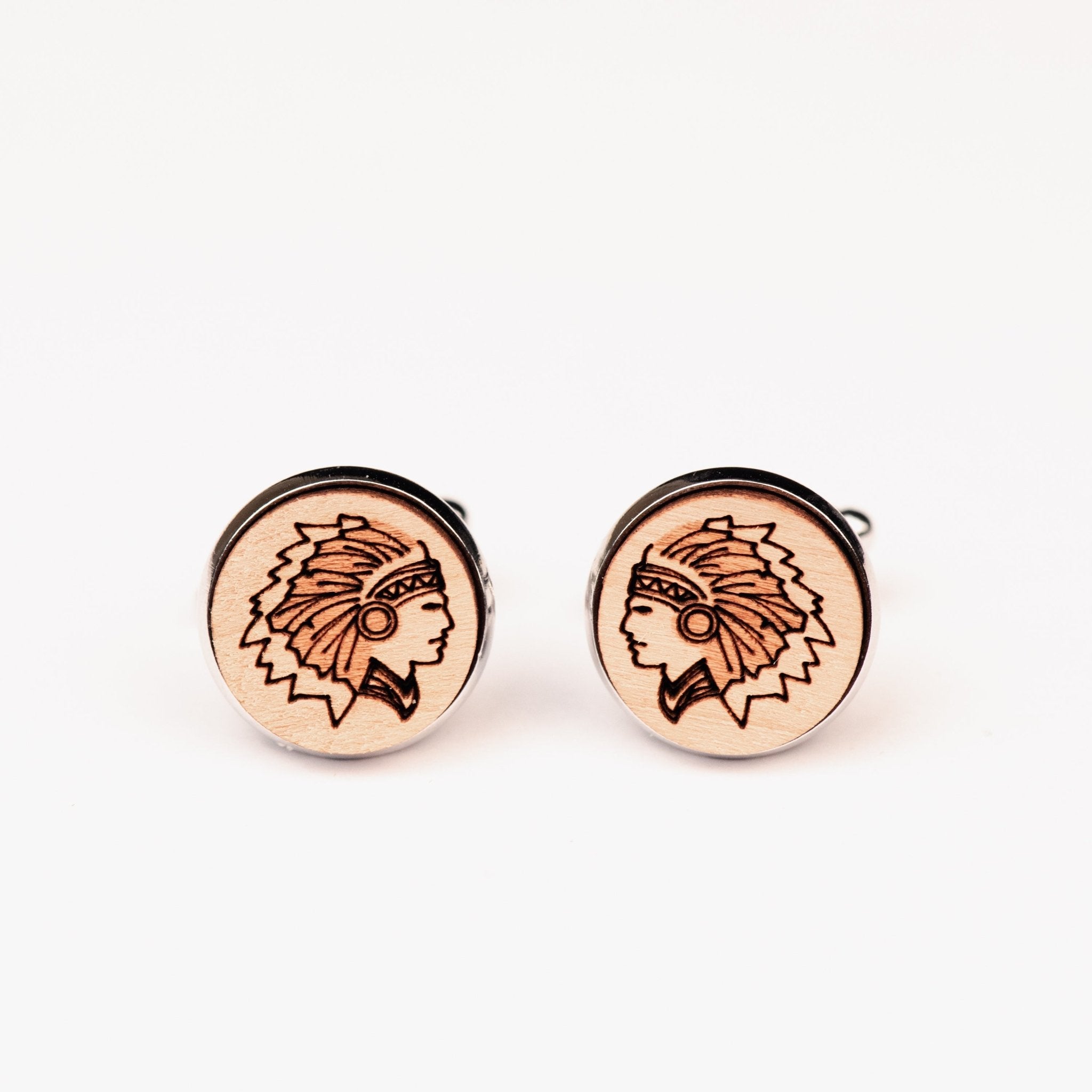First Nation Tribe Chief Leader Cherry Wood Cufflinks - CO34052 – Robin ...