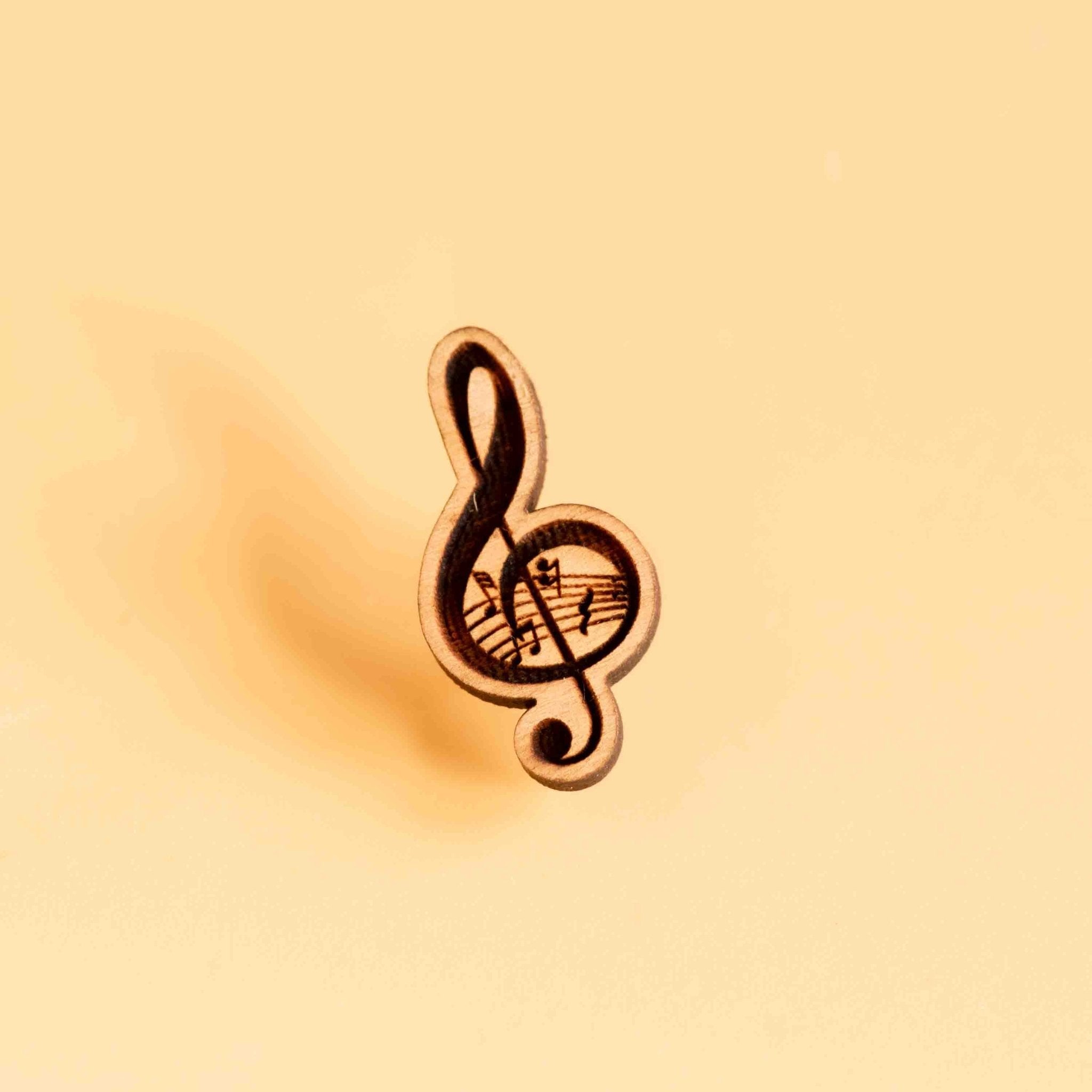 Music Note Clef Wooden Pin Badge - PT45184 – Robin Valley Official Store